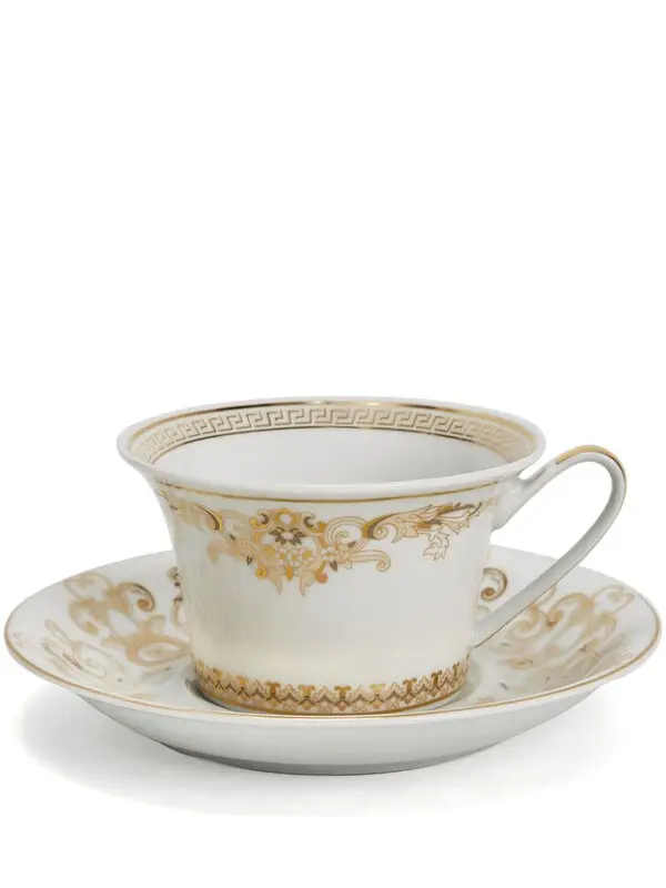 Versace X Rosenthal Medusa Gala Tea Cups And Saucers - White