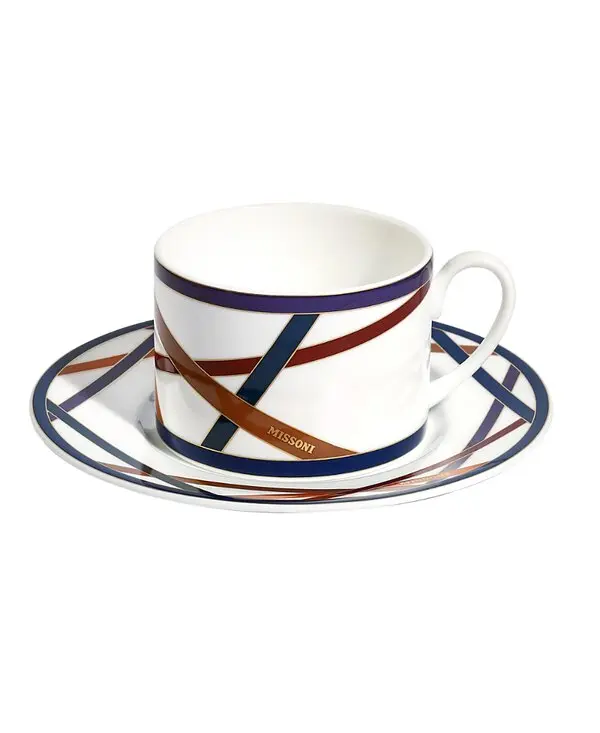 Missoni Nastri Luxury Box Tea Cup & Saucer, Set Of 2 - Multi