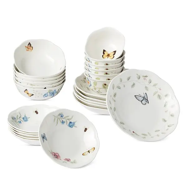 LENOX Butterfly Meadow 24 Piece Bowl Set - White