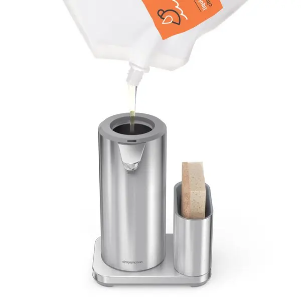 SIMPLEHUMAN 14oz Sensor Pump, Touch-free Hand Soap Dispenser With Sponge Caddy