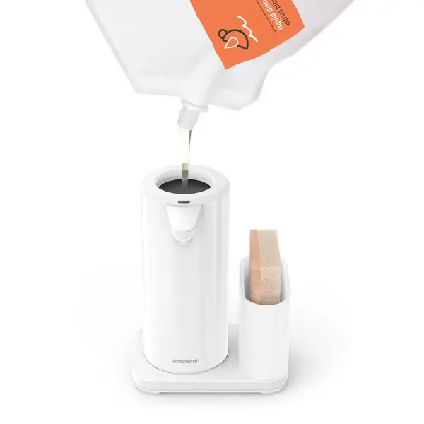 SIMPLEHUMAN 14oz Sensor Pump, Touch-free Hand Soap Dispenser With Sponge Caddy