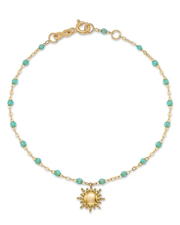 Gigi Clozeau 18k Yellow Gold Sun & Resin Bead Link Bracelet - Blue/gold