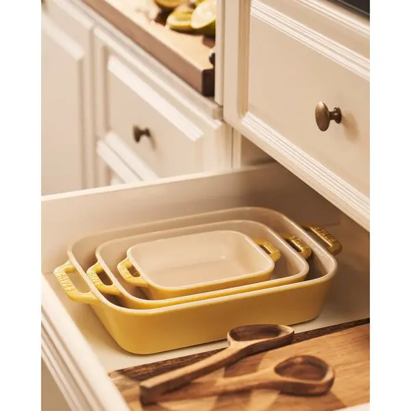 STAUB Ceramic 3 Pc. Nesting Rectangular Baker Set - Yellow