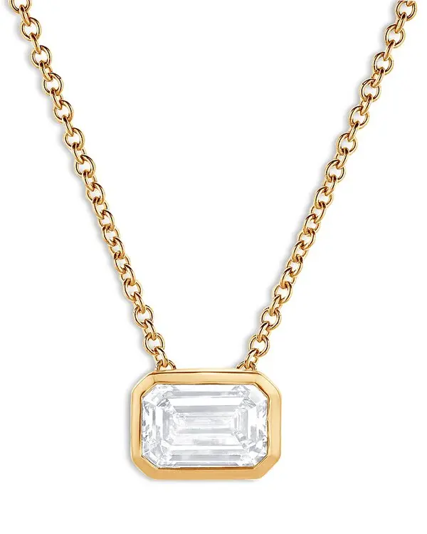 Bloomingdale'S 18k Yellow 2.0 Tcw Lab Grown Emerald Cut Diamond Pendant Necklace - Gold