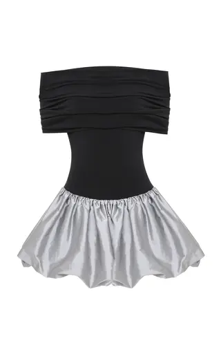 Anna October Jewel Knit-Satin Mini Dress - Black | Editorialist