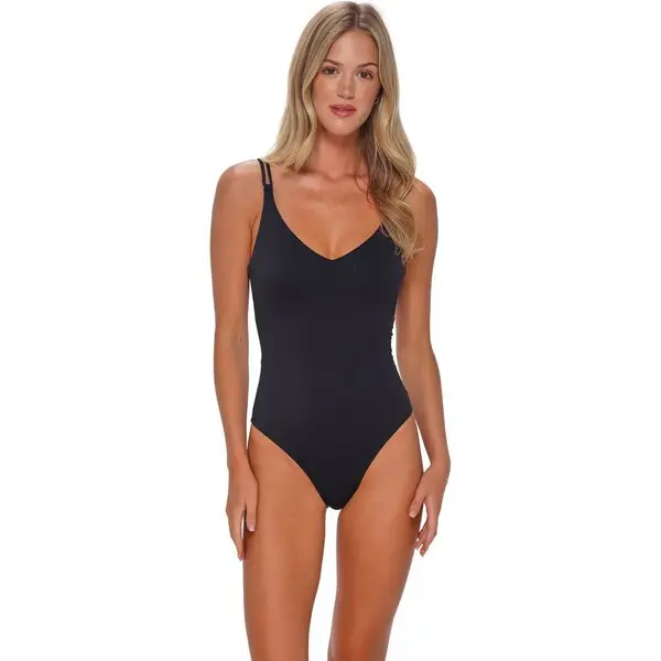SUNSETS Veronica One-piece Swimsuit - Black Seagrass Texture