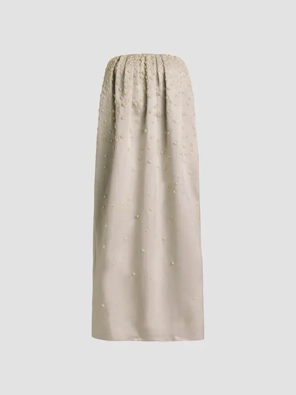 Adam Lippes Brynn Strapless Beaded Silk Midi-dress - Silver Multi