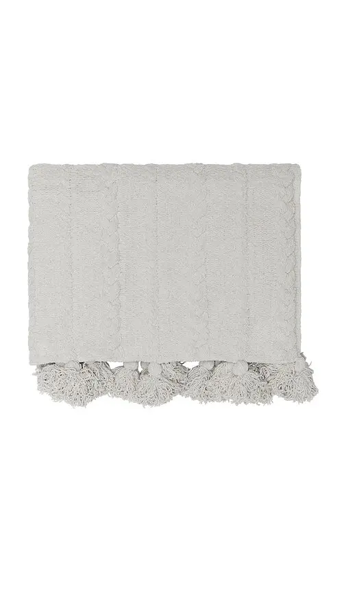 SUNDAY CITIZEN Braided Pom Pom Throw In Grey - Cloud Grey
