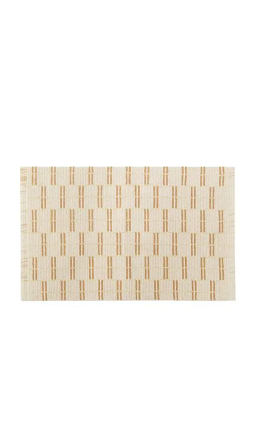 MORROW SOFT GOODS Lupe Standard Kitchen & Bath Mat In Neutral - Lime & Tan