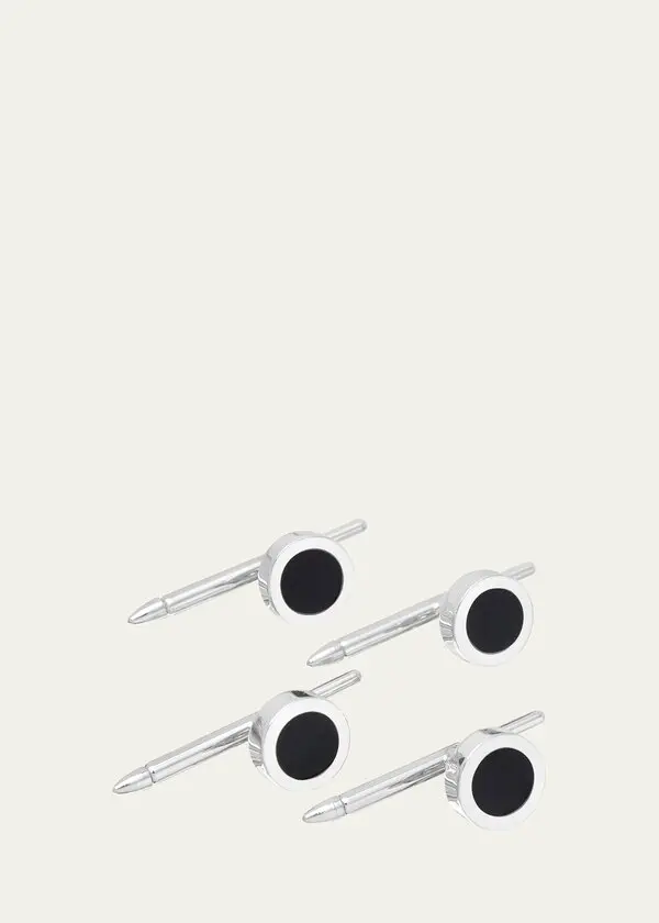 Bergdorf Goodman 18k White Gold Black Onyx Shirt Studs - Silver