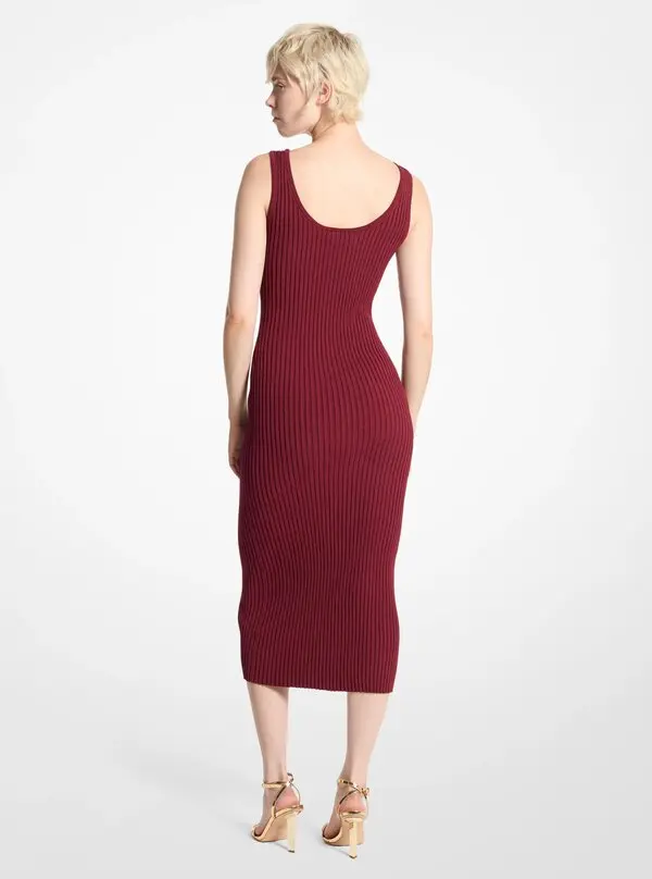 Michael Kors Ribbed Stretch Knit Zip Dress In Size By