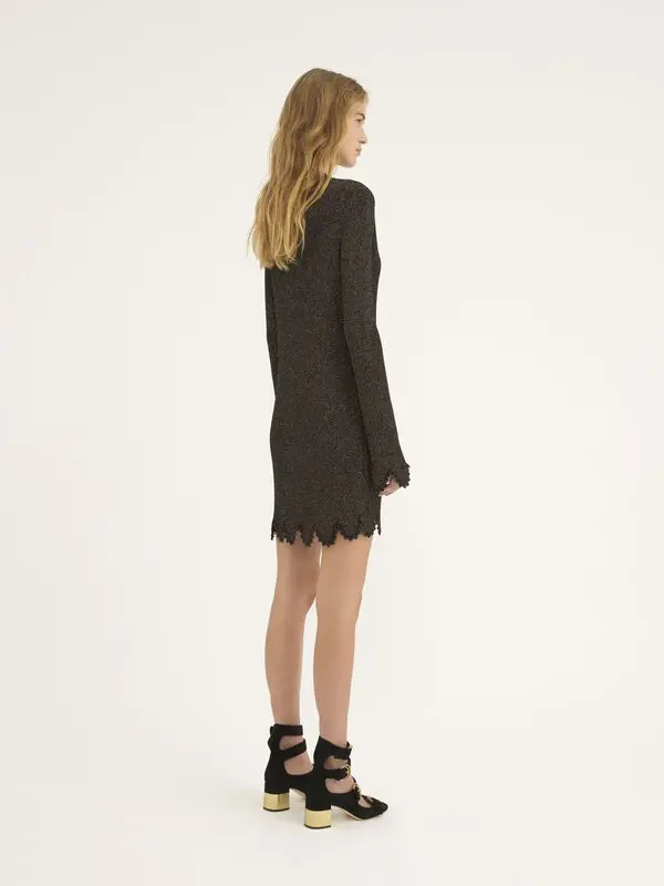 Chloé Fitted Scallop Knit Mini Dress