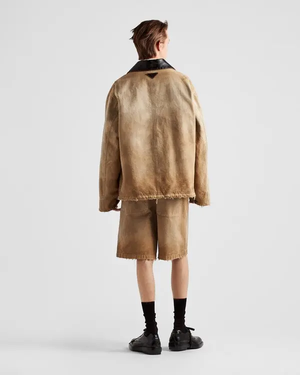 Prada Garment-Dyed Cotton Trucker Jacket - Beige | Editorialist