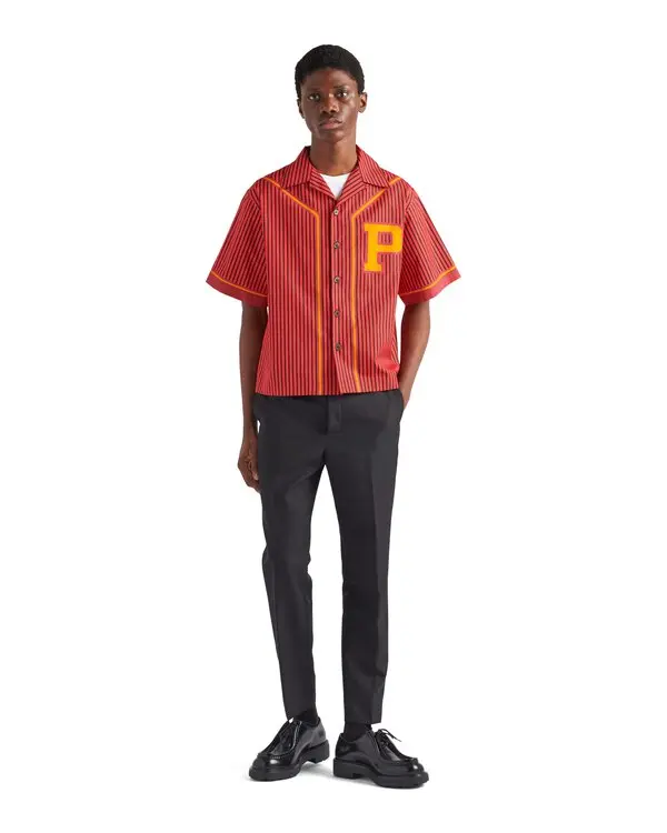 Prada Hort-leeved Cotton Hirt - Red
