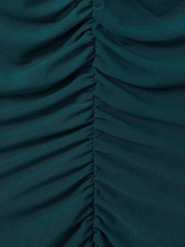 REISS Lyra Mesh Ruched Midi Dress