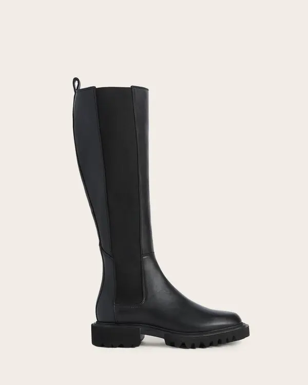ALLSAINTS Maeve Leather Knee High Boots - Black