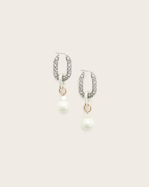 ALLSAINTS Cadence Two-tone Link Earrings - Warm Silver