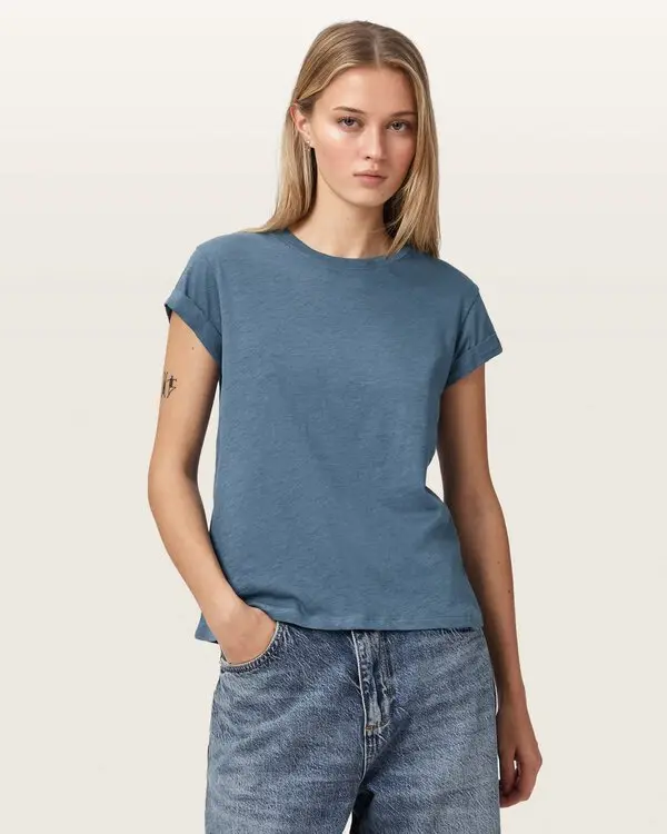 ALLSAINTS Anna Crew Neck Short Sleeve T-shirt - Blue