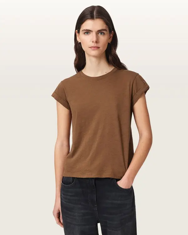 ALLSAINTS Anna Crew Neck Short Sleeve T-shirt - Brown