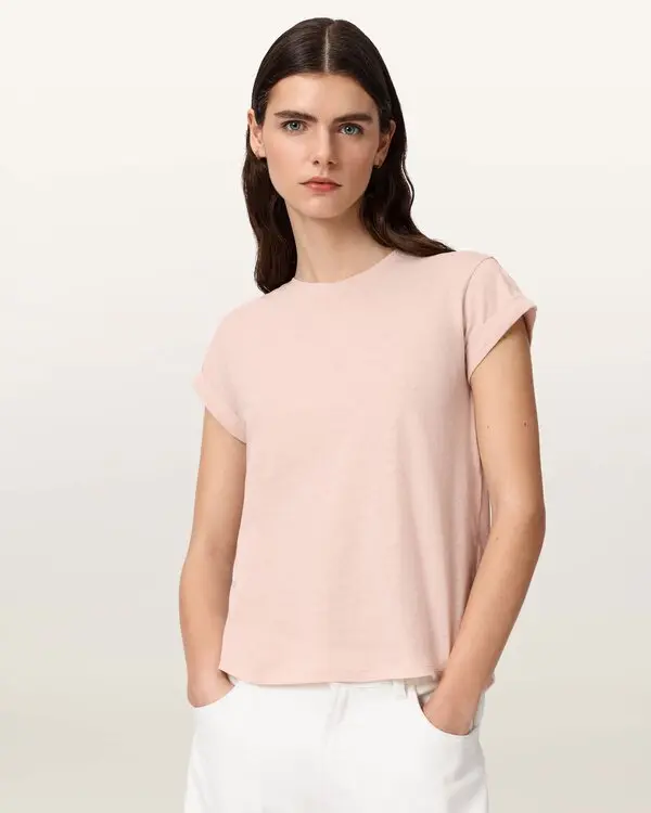 ALLSAINTS Anna Crew Neck T-shirt - Crystal Pink