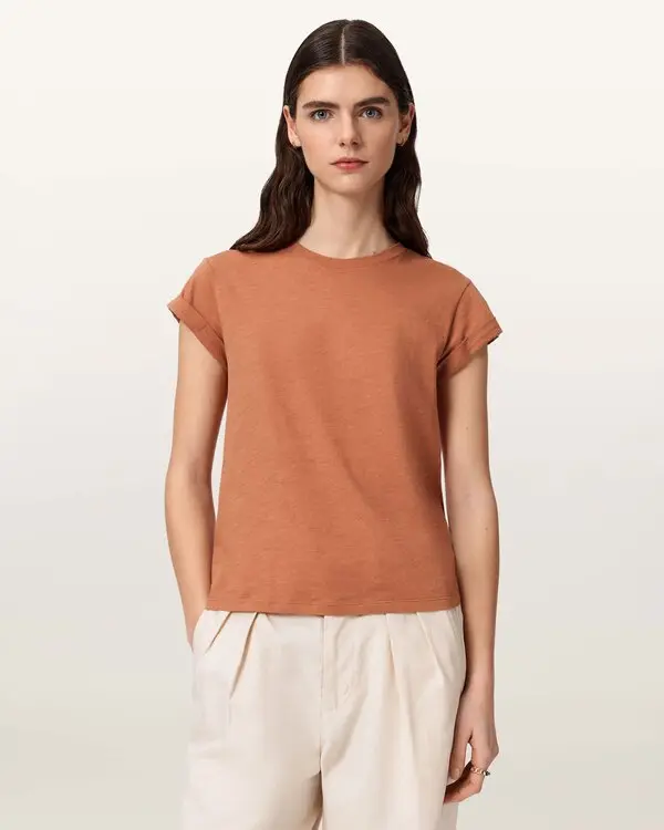 ALLSAINTS Anna Crew Neck T-shirt - Pecan Brown