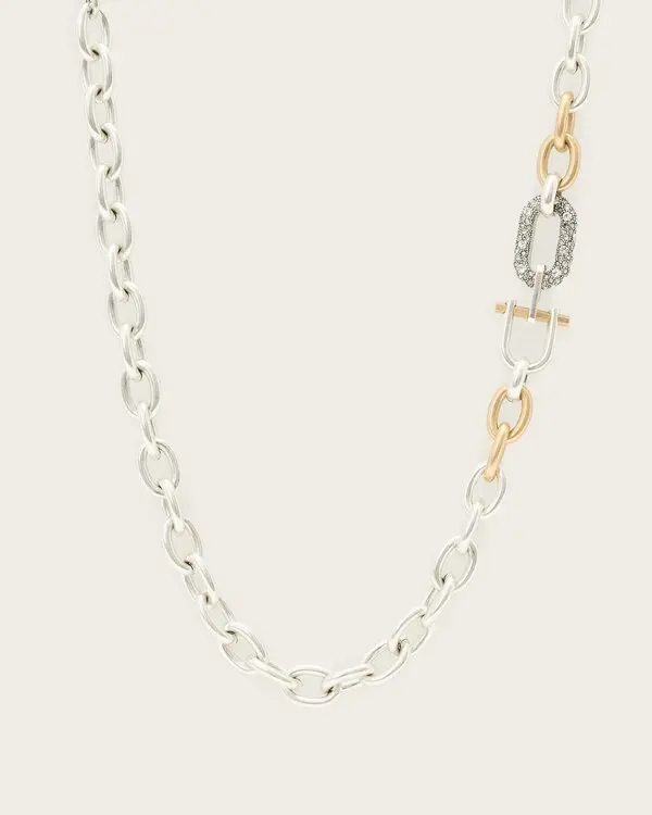 ALLSAINTS Cadence Two Tone Chain Necklace - Silver