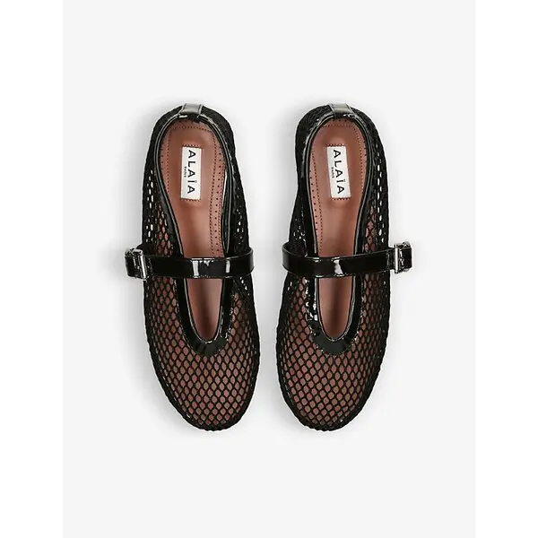 Alaïa Rhinestone-embellished Leather Ballet Flats - Black
