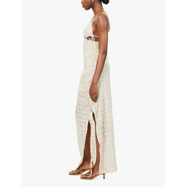 House Of Sunny Hera Floral-Appliqu Woven Maxi Dress In Marble - 64% Off |  Editorialist