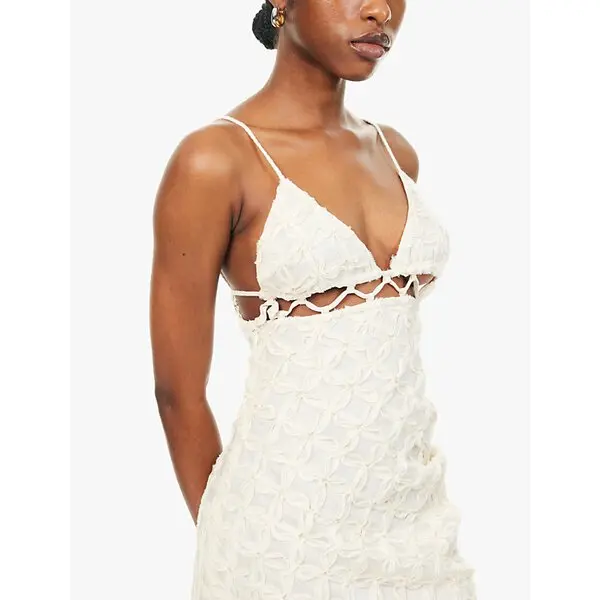 House Of Sunny Hera Floral-Appliqu Woven Maxi Dress In Marble - 64% Off |  Editorialist