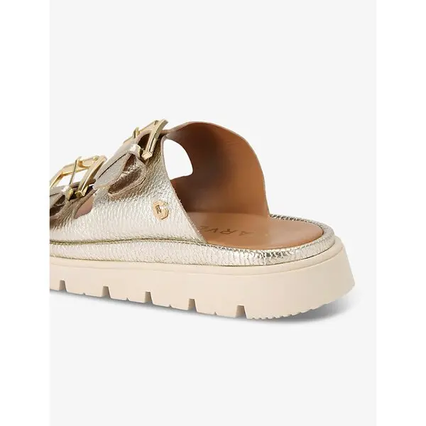 Carvela Pavilion Buckle-strap Metallic-leather Sandals - Gold