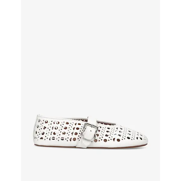 Alaïa Azzedine Vienne Cut-out Leather Ballet Flats - White
