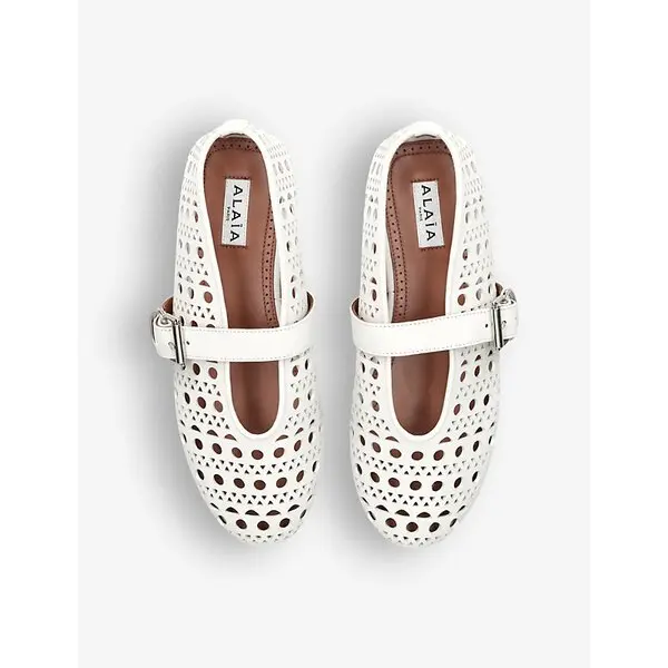 Alaïa Azzedine Vienne Cut-out Leather Ballet Flats - White