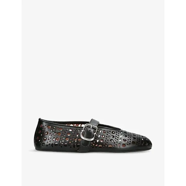 Alaïa Vienne Cut-out Leather Ballerina Courts - Black