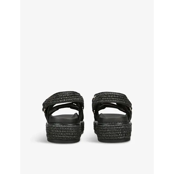 Steve Madden Millo Double-strap Raffia Sandals - Black