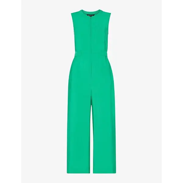 Whistles Josie Zip-front Woven Jumpsuit - Green