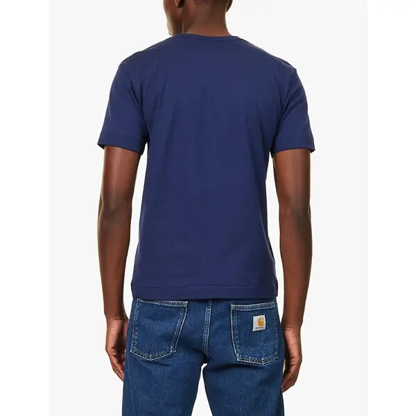 Play Comme Des Garcon Small Gold Heart Brand-appliqué Cotton-jersey T-shirt - Navy