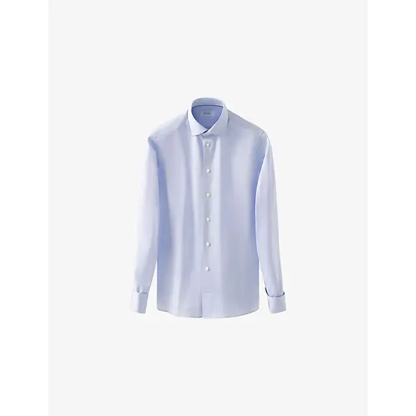 Eton Signature French-cuff Slim-fit Cotton-twill Shirt - Light Blue
