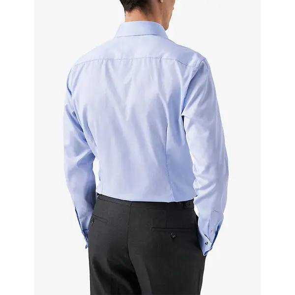 Eton Signature French-cuff Slim-fit Cotton-twill Shirt - Light Blue