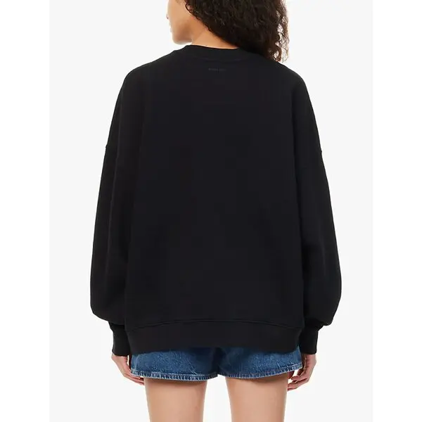 ANINE BING Miles Oversized Cotton-jersey Sweatshirt - Black