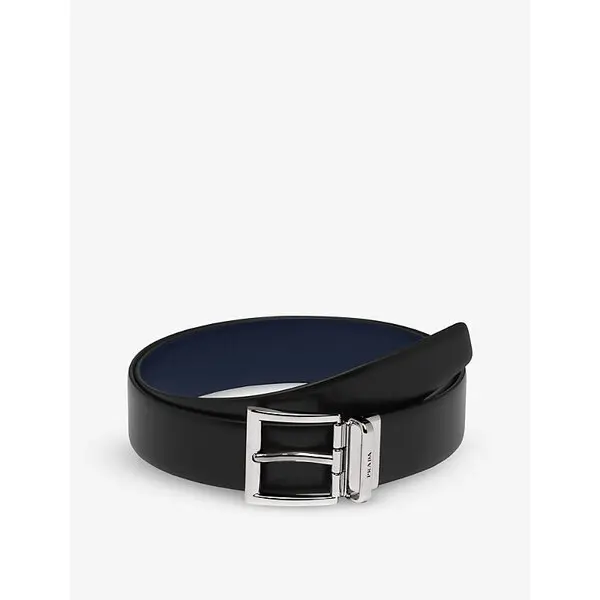 Prada Logo-engraved Reversible Leather Belt - Black