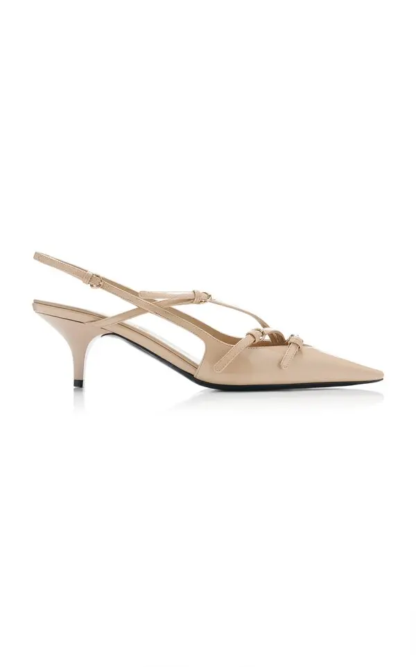 Miu Miu Buckled Patent Leather Slingback Pumps