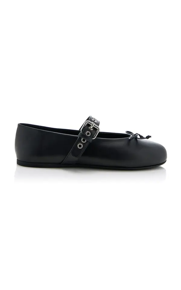 Miu Miu Buckle-strap Leather Ballet Flats