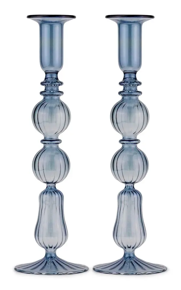 MODA DOMUS Set-of-two Tall Glass Candle Sticks
