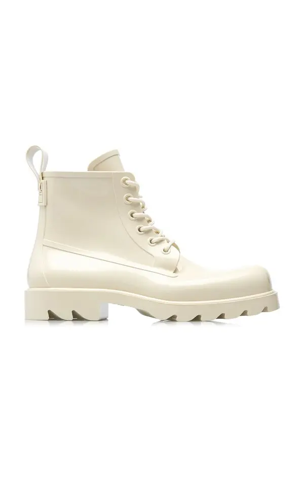 Bottega Veneta Lace-up Rubber Ankle Boots - White