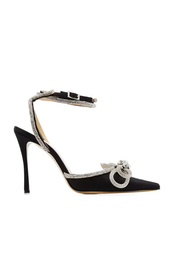 Mach & Mach Double Bow Crystal-embellished Pumps - Black