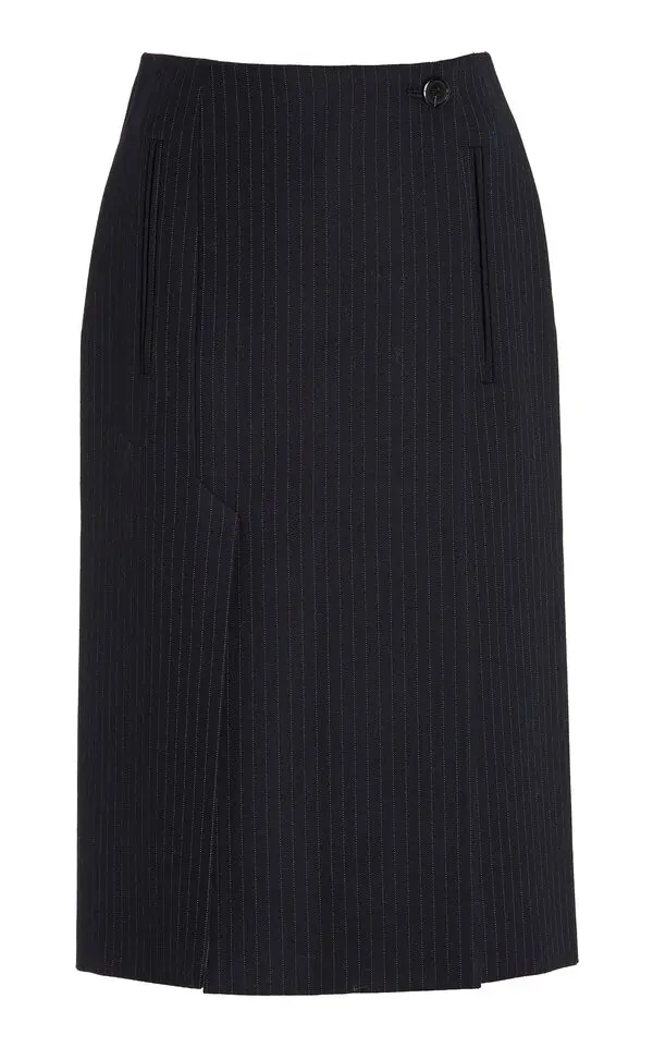 Prada Pinstriped Wool Midi Skirt