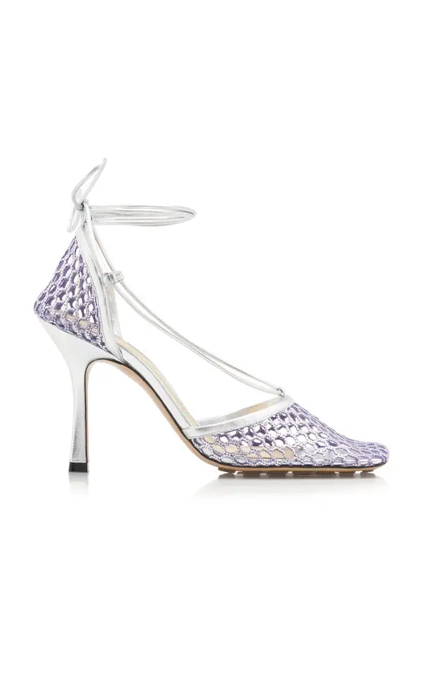 Bottega Veneta Stretch Metallic Sandals - Purple