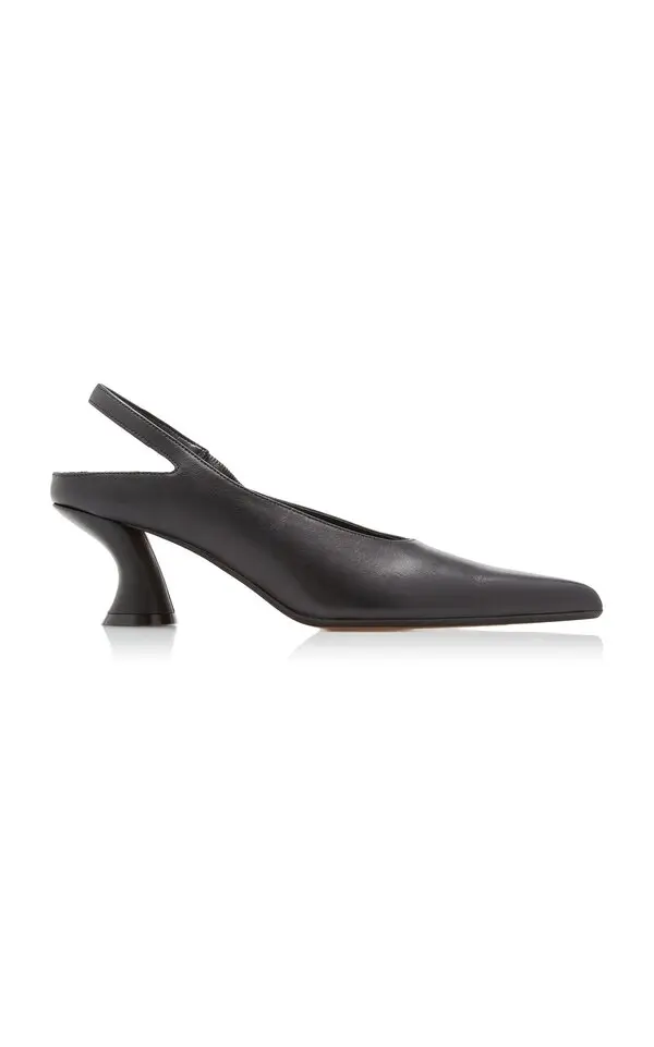 Dries Van Noten Leather Slingback Pumps With Sculptural Heel