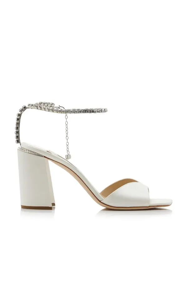 JIMMY CHOO Saeda Crystal-chain Satin Sandals
