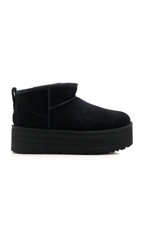 UGG Classic Ultra Mini Sheepskin Platform Boots - Black